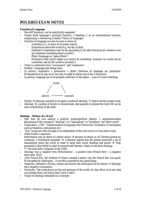Lecture Notes Pols2015 Political Language Unsw Thinkswap