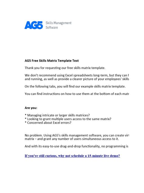 Ag5 Manufacturing Skills Matrix Template En Pdf Safety