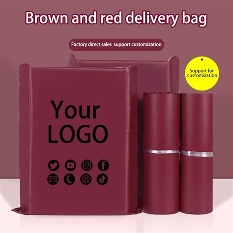 50pcs Dark Red Express Bag Waterproof Packaging Bag Logistics