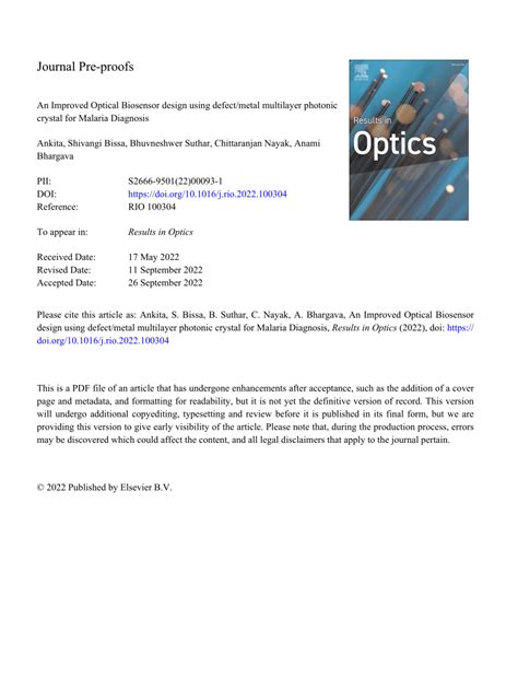 Pdf An Improved Optical Biosensor Design Using Defectmetal