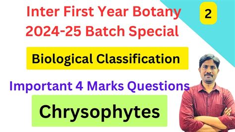 Chrysophytes Inter First Year Botany Biological Classification 4 Marks Questions Youtube