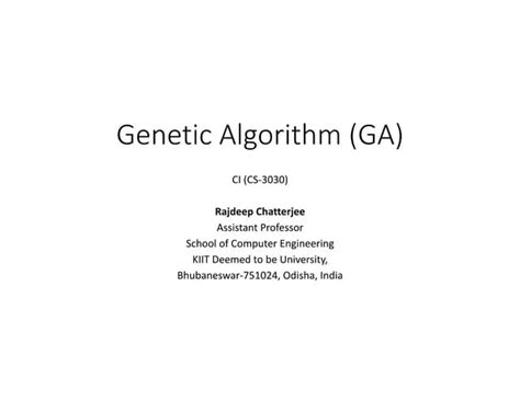Genetic Algorithm Ga Pdf