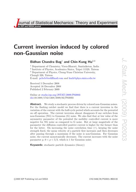Pdf Current Inversion Induced By Colored Non Gaussian Noise