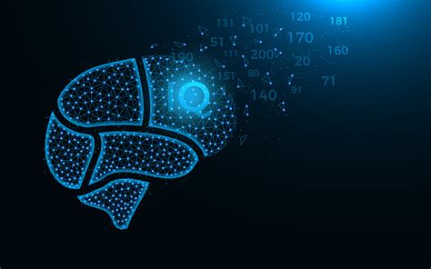 뇌 영역 낮은 폴리 디자인 지능 지수 추상 기하학적 이미지 어두운 파란색 배경에 포인트와 선으로 만든 Iq 와이어 프레임 메쉬 다각형 벡터 그림 감각 지각에 대한 스톡 벡터