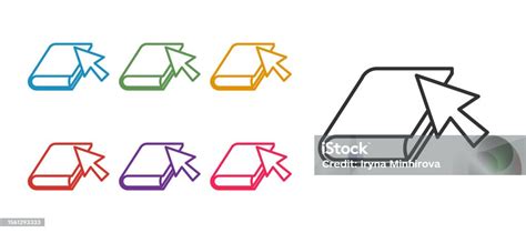 흰색 배경에 분리된 온라인 책 아이콘을 설정합니다 인터넷 교육 개념 E러닝 리소스 원격 온라인 과정 아이콘을 화려하게 설정합니다 벡터 0명에 대한 스톡 벡터 아트 및 기타