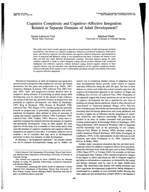 PDF Cognitive Complexity And Cognitive Affective Integration Related Or Separate Domains Of