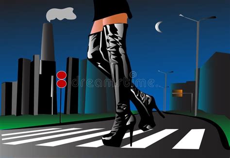 женщина сексуальной улицы гуляя Иллюстрация штока иллюстрации насчитывающей захолустье