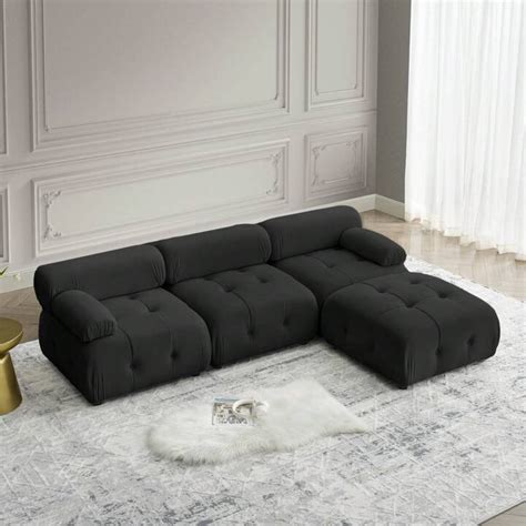 Luxe Black Velvet Modular Sectional Sofa Eyedea Living