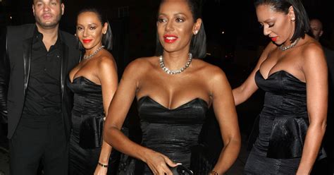 Mel B Struggles To Contain Her Eye Popping Cleavage In Sexy Black Dress