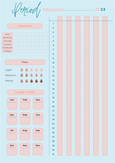 Monthly Period Tracker For Menstrual Cycle Monitoring