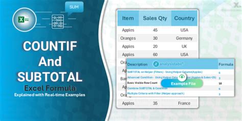 How To Use Countif And Subtotal Together In Excel
