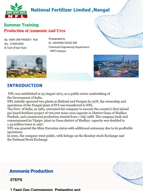 By Hari Om Pandey Roll No 210003005 Btech Final Year Intern Pdf Urea
