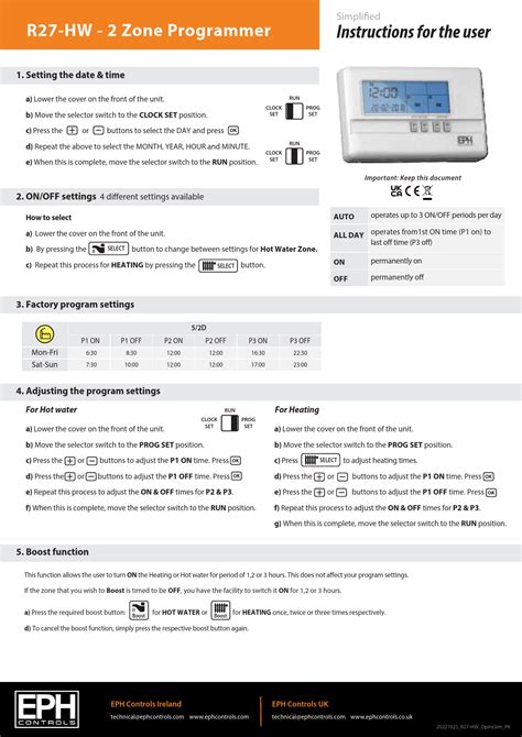 simplified instructions for r27 hw 2 zone programmer easy to follow