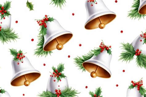 Premium Ai Image Christmas Bell Pattern For Digital Paper White