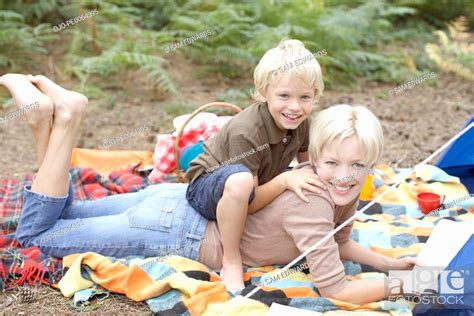 Mother And Son Camping Stock Photo Picture And Royalty Free Image Pic OJO PE
