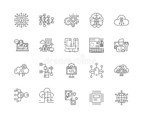 Cpu Line Icons Signs Vector Set Outline Illustration Concept Stock Vector Illustration Of
