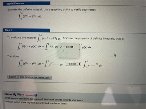 Solved Tutorial Exercise Evaluate The Definite Integral Use