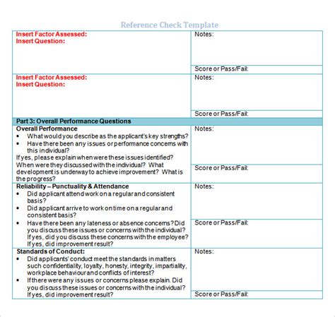 Reference Check Template Word
