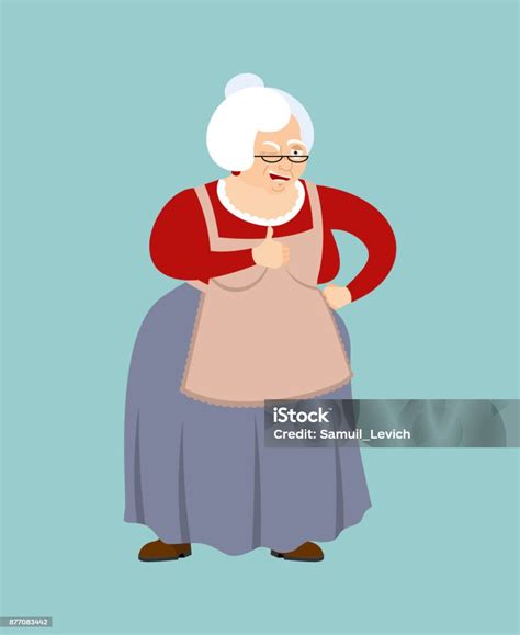 할머니는 엄지손가락 하 고 이모티콘 윙크 할머니 행복 이모티콘입니다 행복 한 오래 된 여자입니다 벡터 일러스트 레이 션 동의에 대한 스톡 벡터 아트 및 기타 이미지 Istock