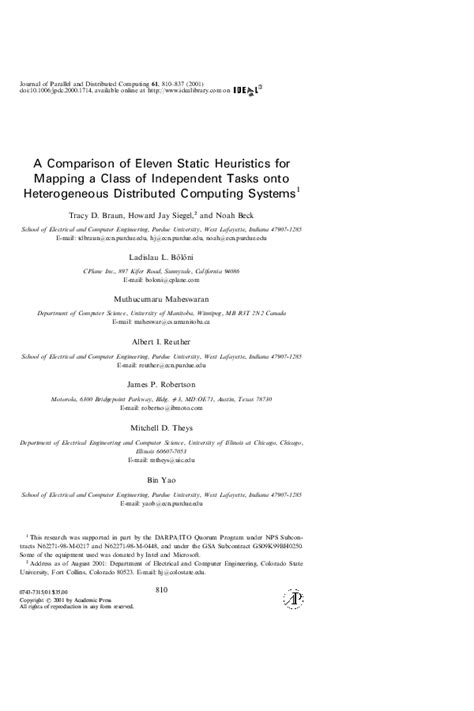 Pdf A Comparison Of Eleven Static Heuristics For Mapping A Class Of