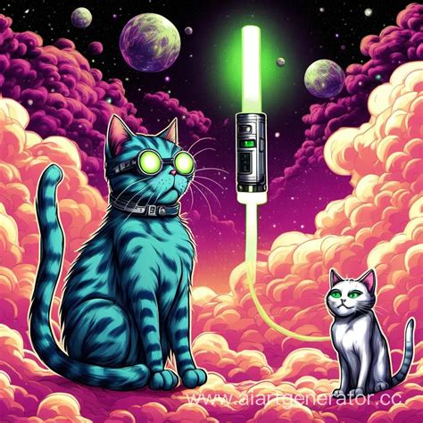 Futuristic Vaping Companion Cybernetic Cat In A Techno Realm Ai Art Generator