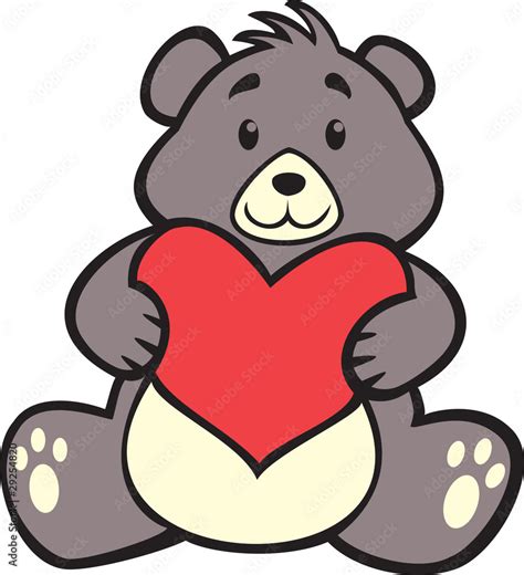 Teddy Bear Hugging Heart Stock Vector Adobe Stock