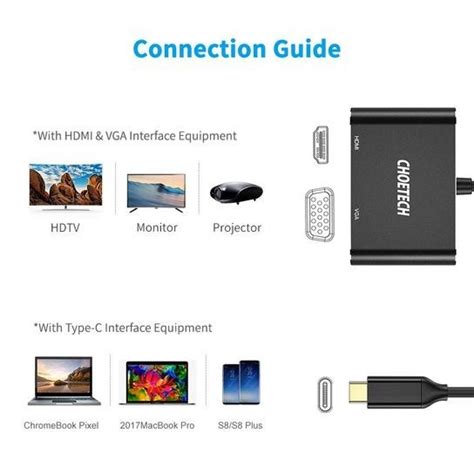 Choetech Hub M Usb C To Hdmi Vga Adapter Powerhousepc
