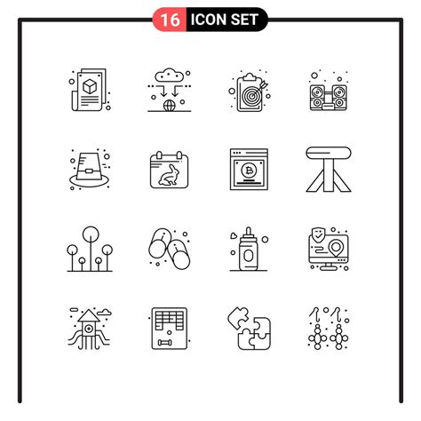 Pack Of 16 Creative Outlines Of Speaker Hardware Wifi Computer Objective Editable Vector Design