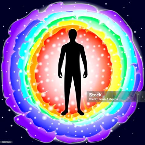 The Aura Of The Body Rainbow Color Marked Layers Of The Male Body