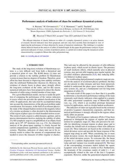 Pdf Performance Analysis Of Indicators Of Chaos For Nonlinear