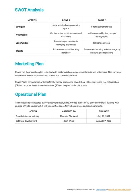 Mobile App Business Plan Template