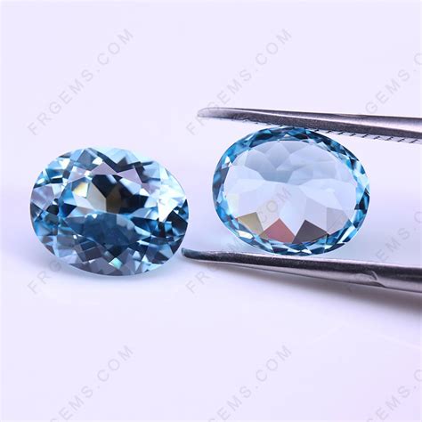 Lab Grown Aquamarine Blue Color Oval Shaped Faceted Cut Gemstone