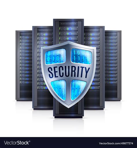 Server Rack Security Shield Realistic Royalty Free Vector