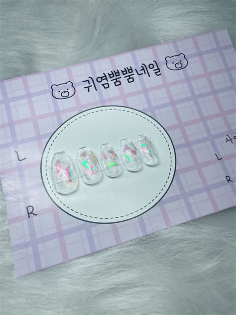 투명 유리 수제 네일팁 에이블리