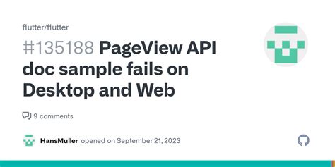 Pageview Api Doc Sample Fails On Desktop And Web · Issue 135188 · Flutterflutter · Github