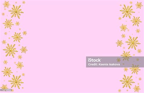 겨울 분홍색 장미는 금색 임의의 눈송이와 함께 밝은 배경을 두 옆으로 채웠습니다 크리스마스 복사 공간이 있는 새해 카드 0명에 대한 스톡 벡터 아트 및 기타 이미지 Istock