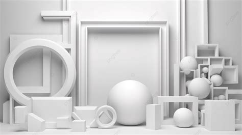 흰색 기하학적 모양의 단색 구성 추상 3d 렌더링 3d 공 3d 구 3d 모양 배경 일러스트 및 사진 무료 다운로드