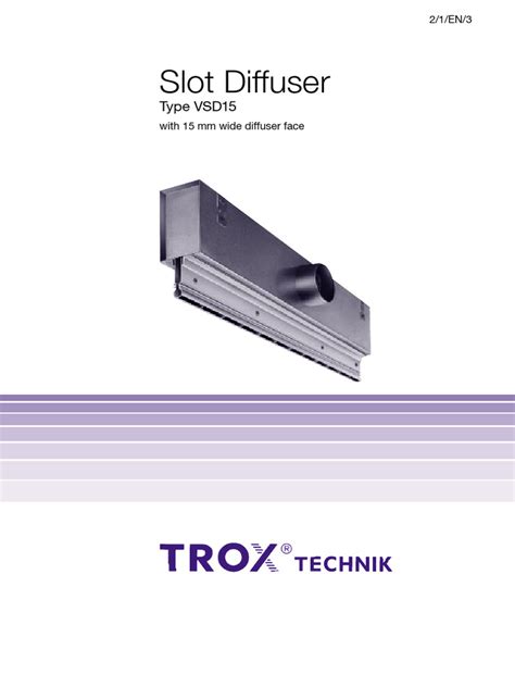 Lined Plenum Linear Slot Diffuser Type Vsd15 With 15 Mm Face Pdf