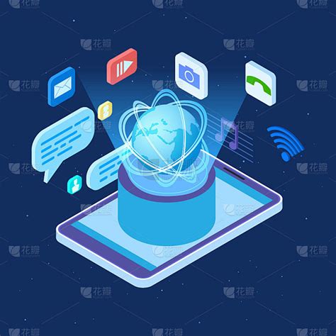 世界范围的社交网络矢量等距概念。全球社交网络应用说明