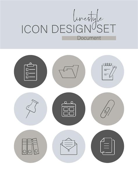 Premium Vector Linestyle Icon Design Set Document