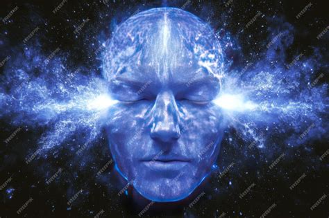 Cerebral Encoding Thought Erosion And Digital Neural Network Human Face Made Up Of Cosmic Stars