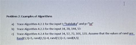 solved problem 2 examples of algorithms a trace algorithm