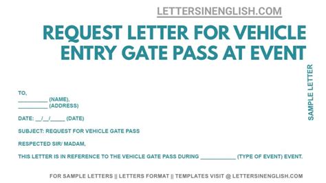 Vehicle Entry Gate Pass Request Letter Sample Application Letter For Vehicle Gate Pass During