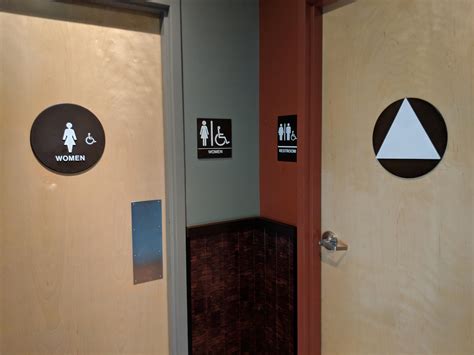Women Get To Use Both Restrooms The Womens Restroom Is Bigger No