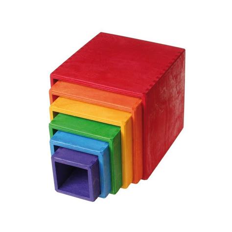 Grimms Wooden Nesting Box Tower Rainbow Planetplay Wholesale Llc