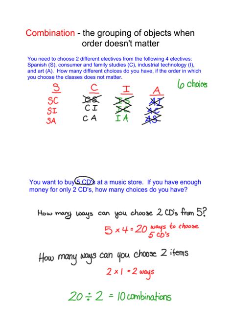 Combination The Grouping Of Objects When Order Doesn T Matter