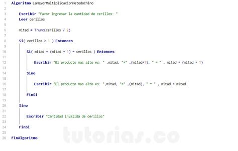 Sentencia Si Sino Pseint La Mayor Multiplicacion Metodo Chino