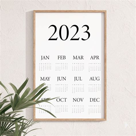 2023 Minimalist Large Wall Calendar Modern Yearly Printable Vertical