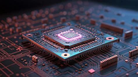 premium ai image quantum computing module with blue red green