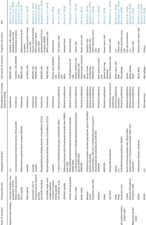 Summary Of The Strategies Of Molecules Modification On Exosomes For